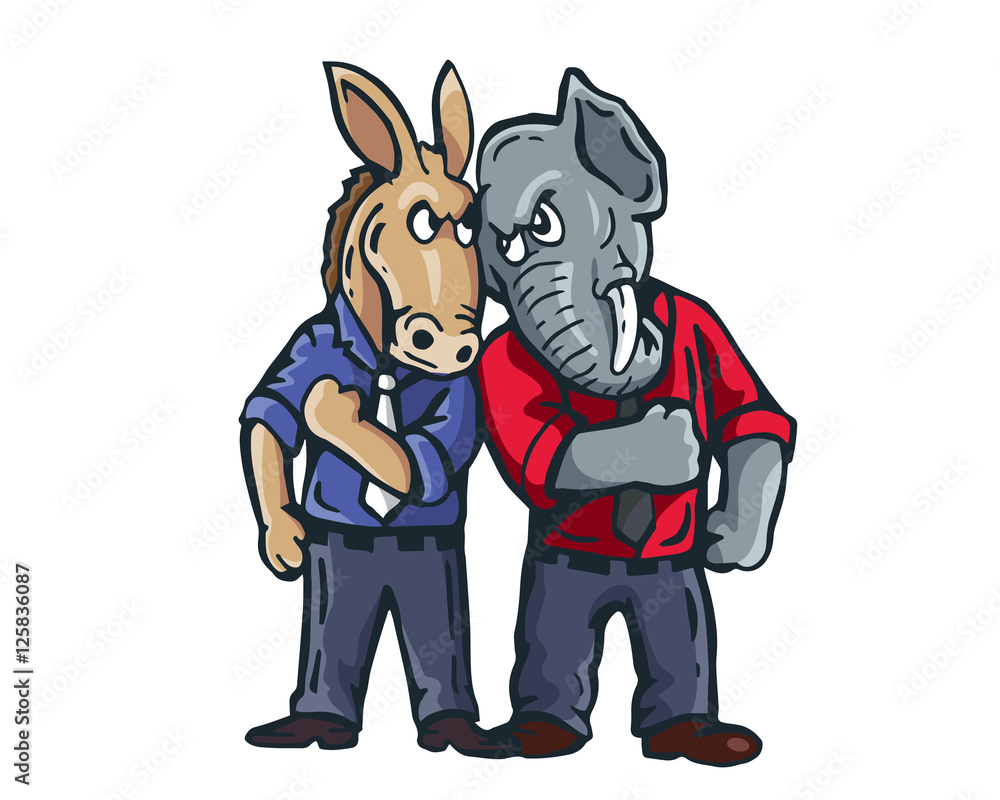 USA Democrat Vs Republican Election Match Cartoon - The Election Fight ...