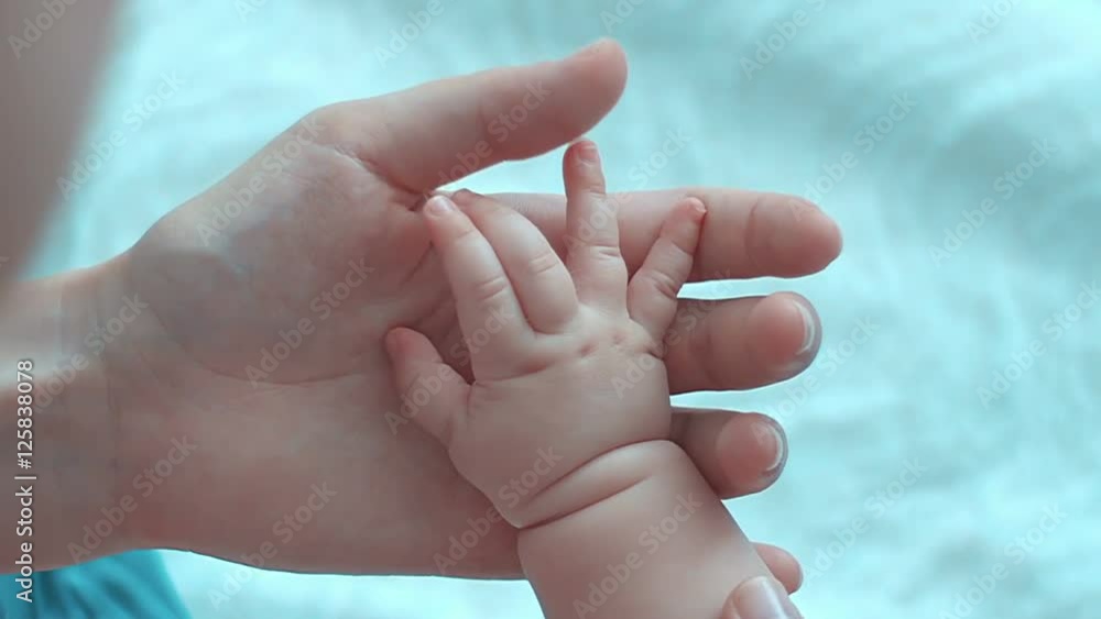 Parent Holding Babys Hand. Top View Stock Video | Adobe Stock