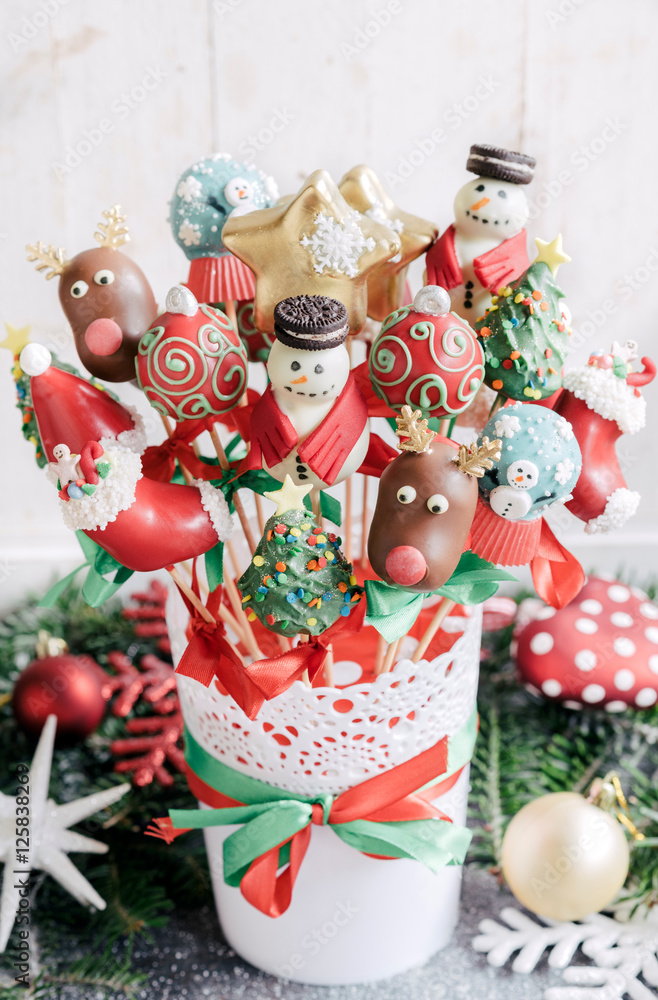 Christmas cake pops Stock Photo | Adobe Stock