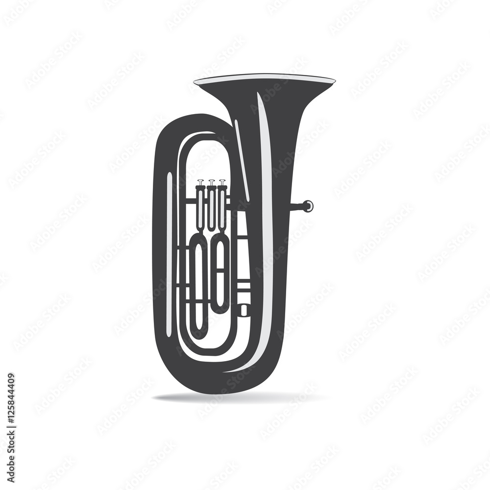 Black and white tuba isolated, vector illustration Stock Vector | Adobe ...
