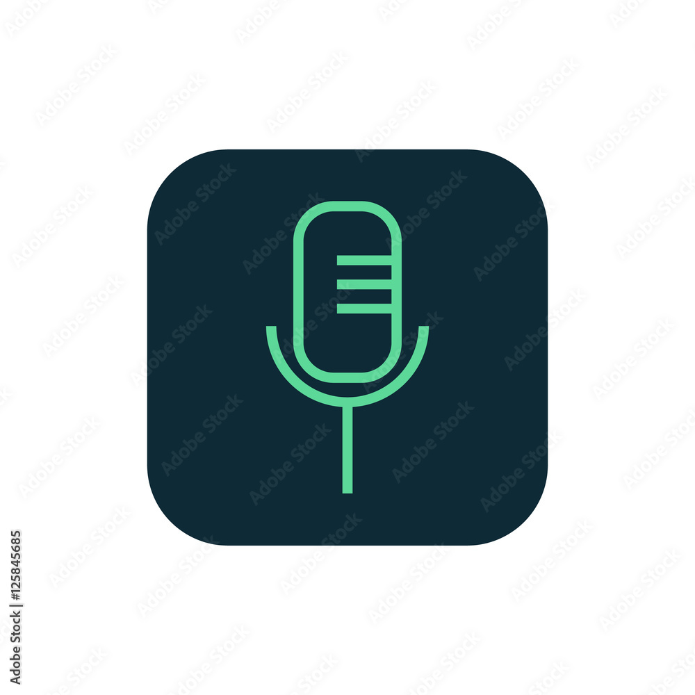 Microphone icon vector, clip art. Also useful as logo, square app icon ...