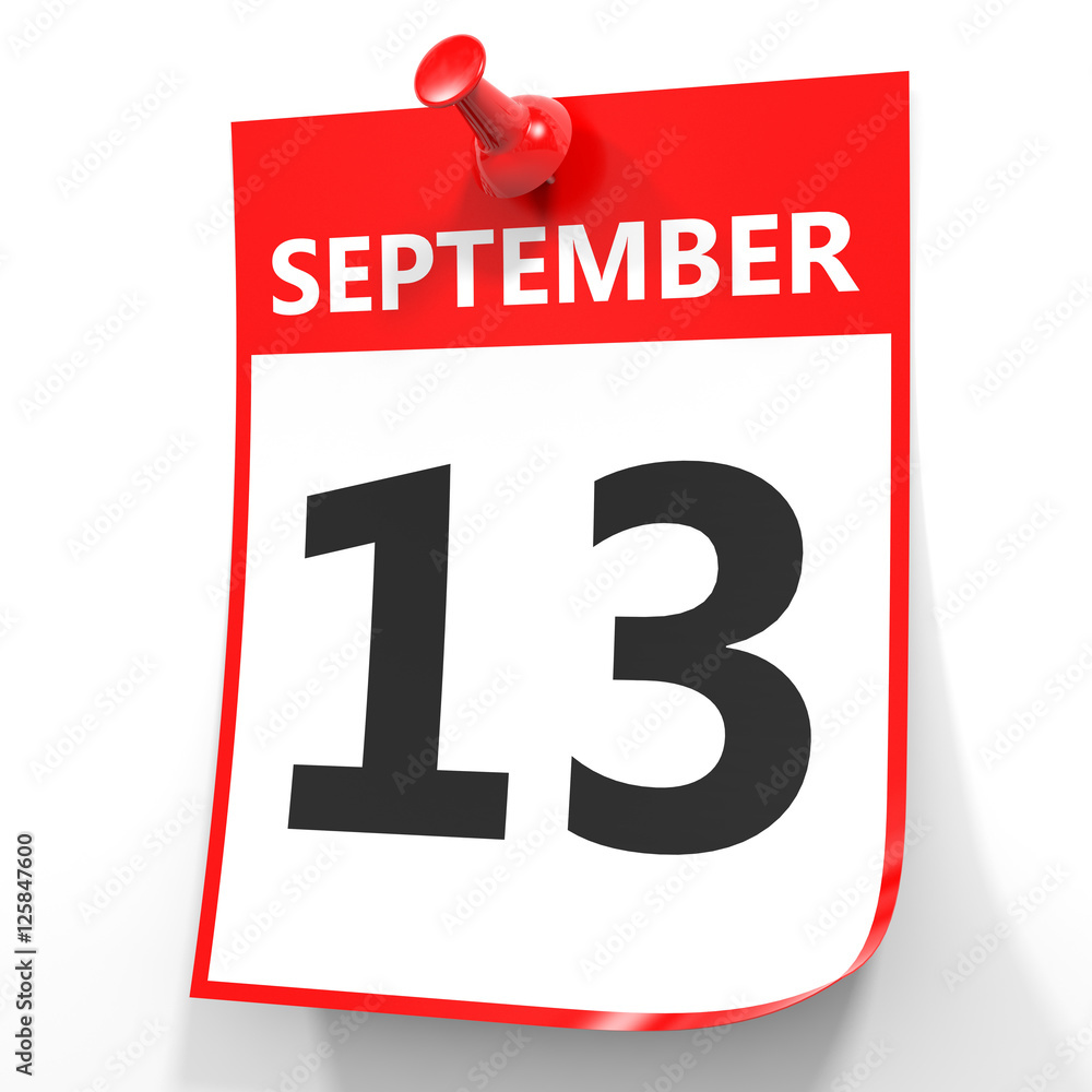 September 13. Calendar on white background. Stock Illustration | Adobe ...