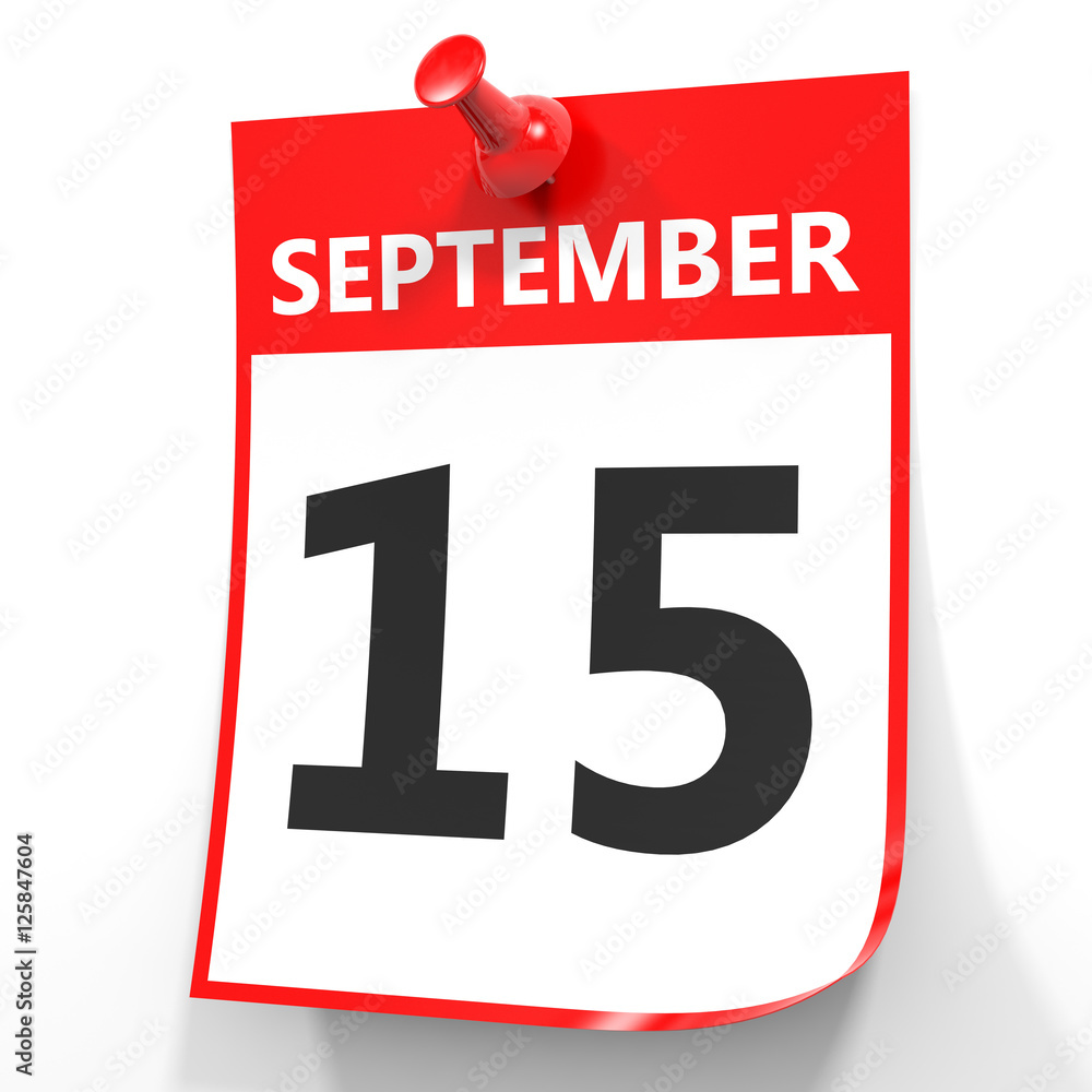 September 15. Calendar on white background. Stock Illustration | Adobe ...