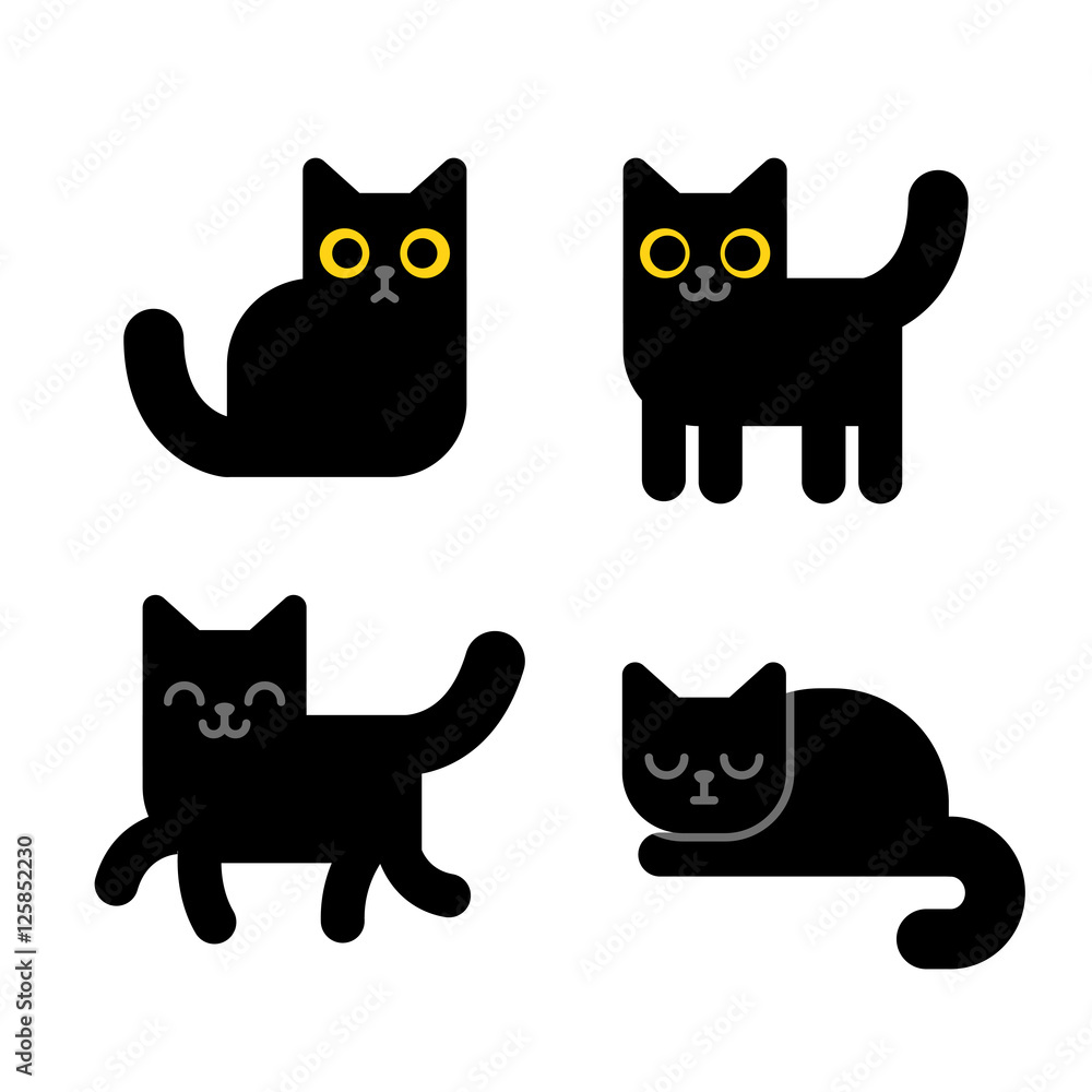 Cartoon black cat Stock Vector | Adobe Stock