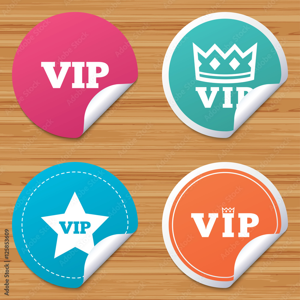Round stickers or website banners. VIP icons. Very important person ...