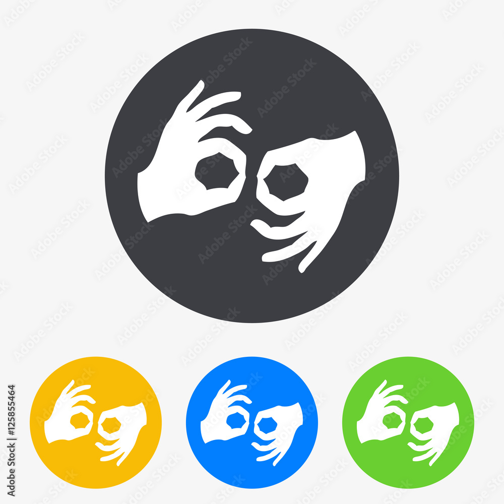 Icono plano lenguaje de signos en circulo varios colores Stock Vector ...