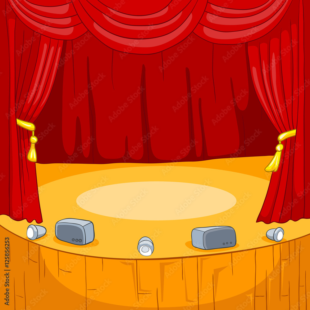Cartoon background of theater stage. Stock Illustration | Adobe Stock
