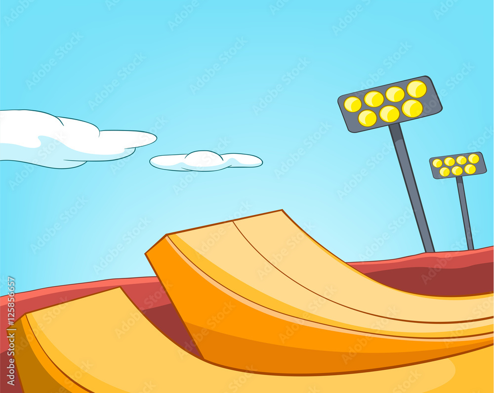 Cartoon background of skatepark. Stock Illustration | Adobe Stock