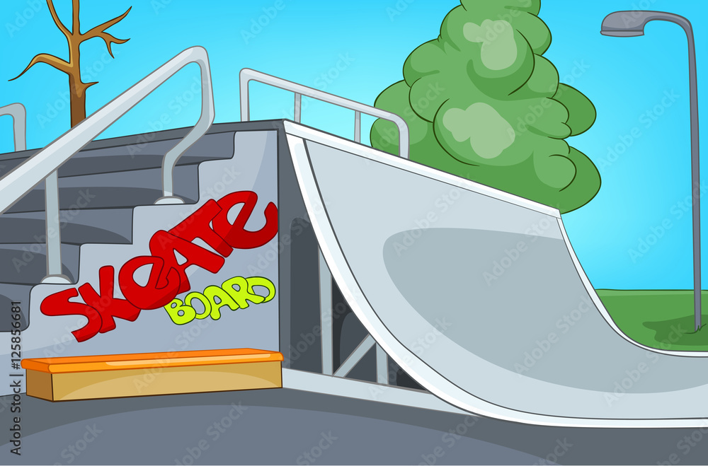 Cartoon background of skatepark. Stock Illustration | Adobe Stock