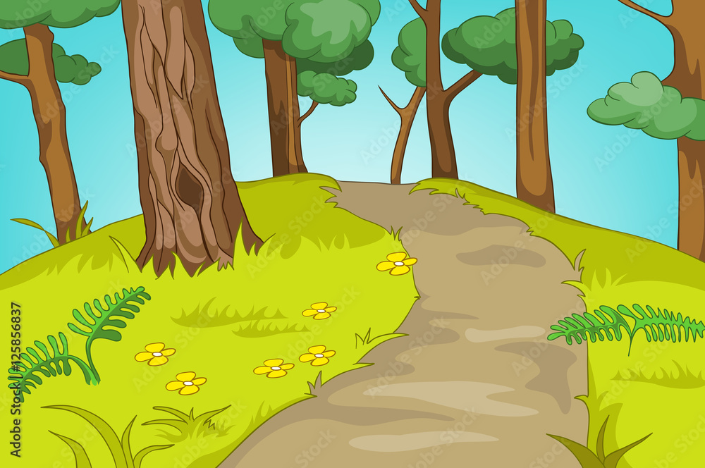 Cartoon background of forest landscape. Stock Illustration | Adobe Stock