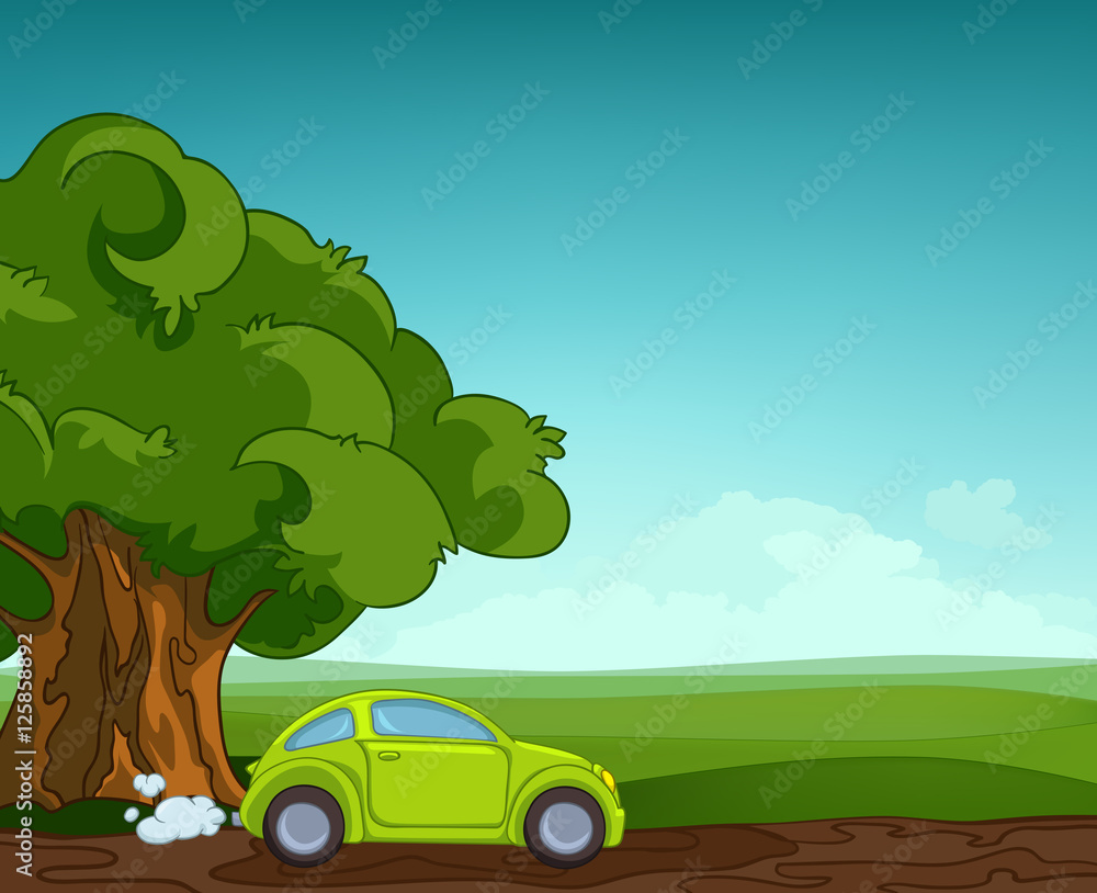Cartoon background of summer field landscape. Stock Illustration ...