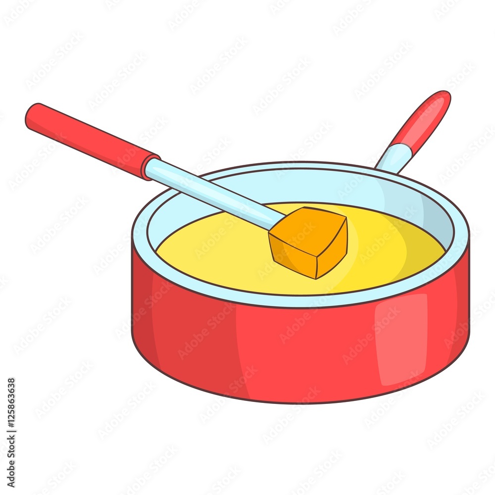 Cheese fondue icon. Cartoon illustration of fondue vector icon for web ...