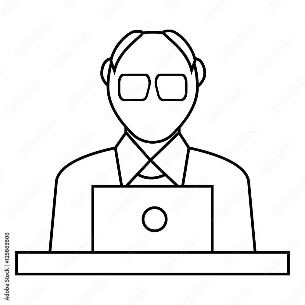 Male consultant icon. Outline illustration of male consultant vector ...