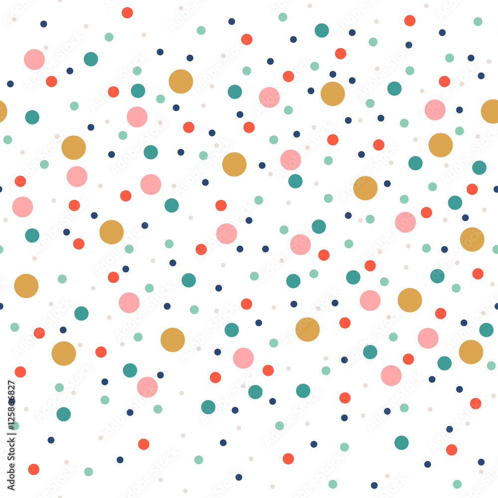 Cute seamless pattern or texture with colorful polka dots on white ...