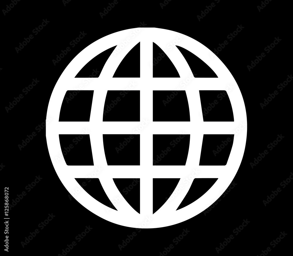 Black World Icon Stock Vector | Adobe Stock