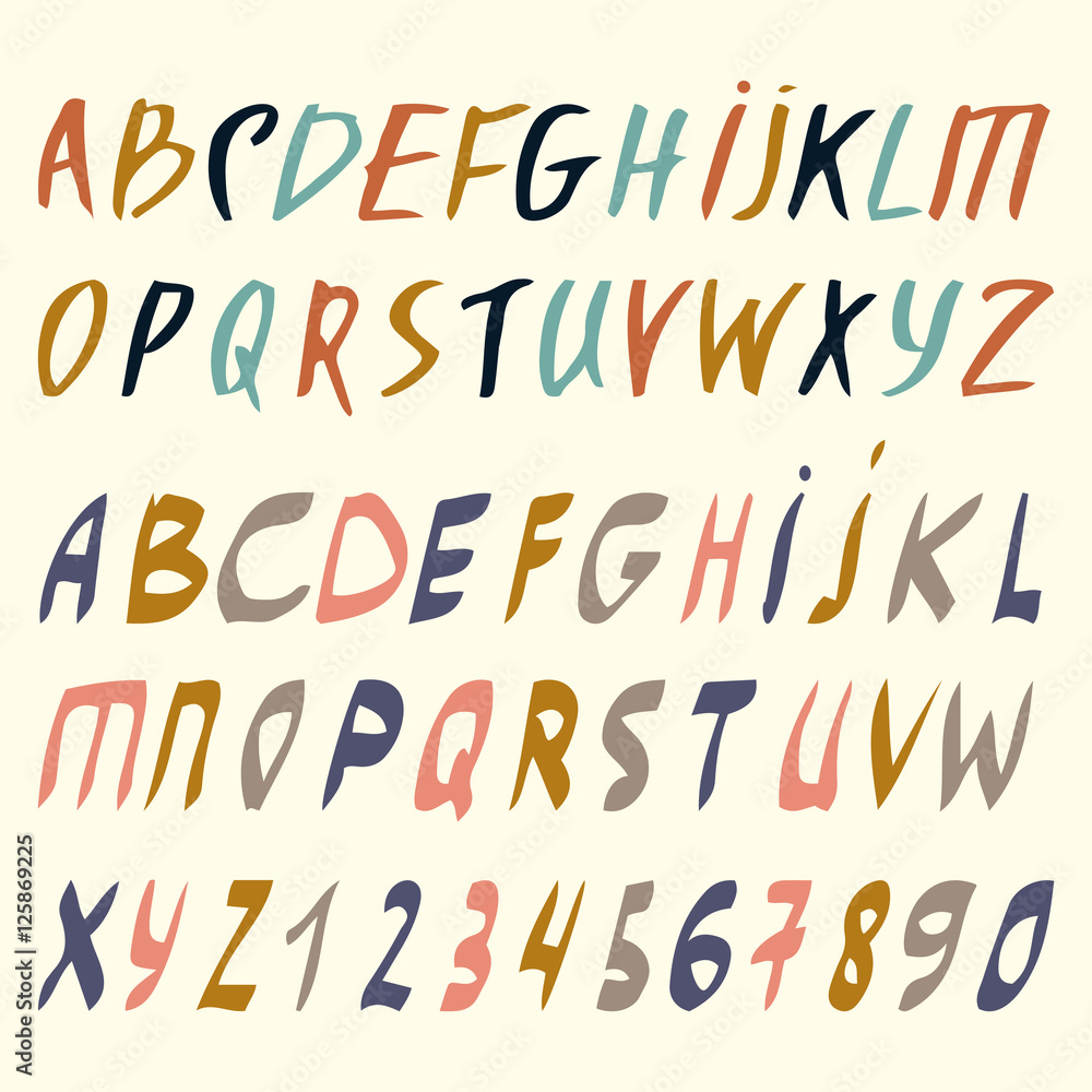 Vetor de Vector alphabet. Hand drawn letters. Letters of the alphabet ...