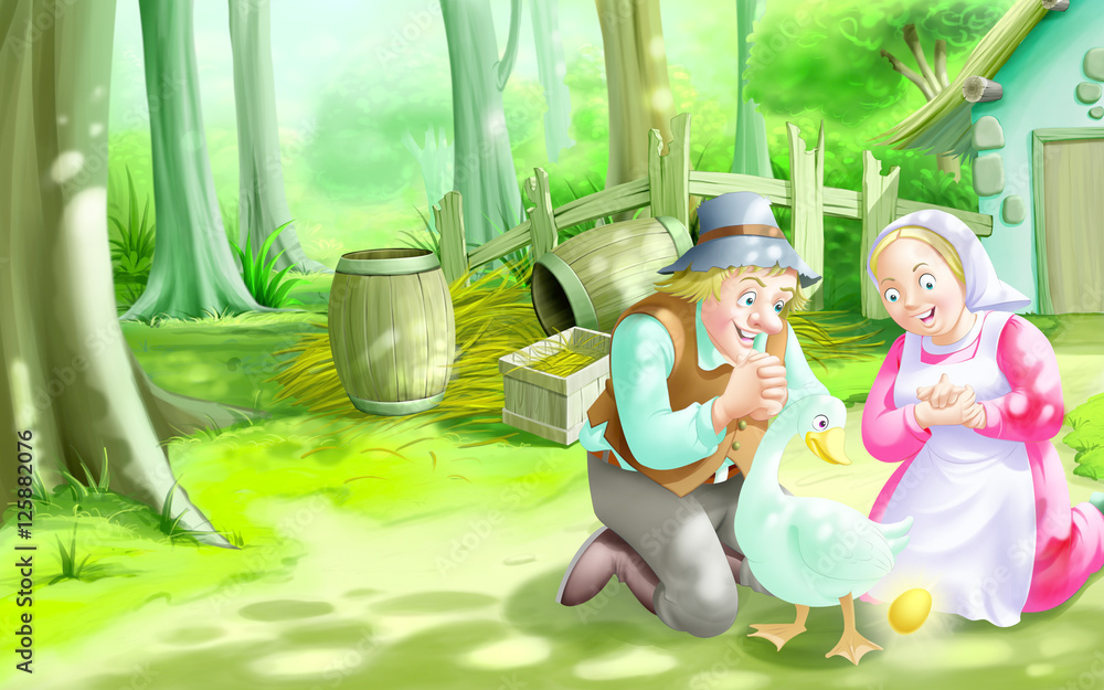 The goose and the golden egg story Stock Illustration | Adobe Stock