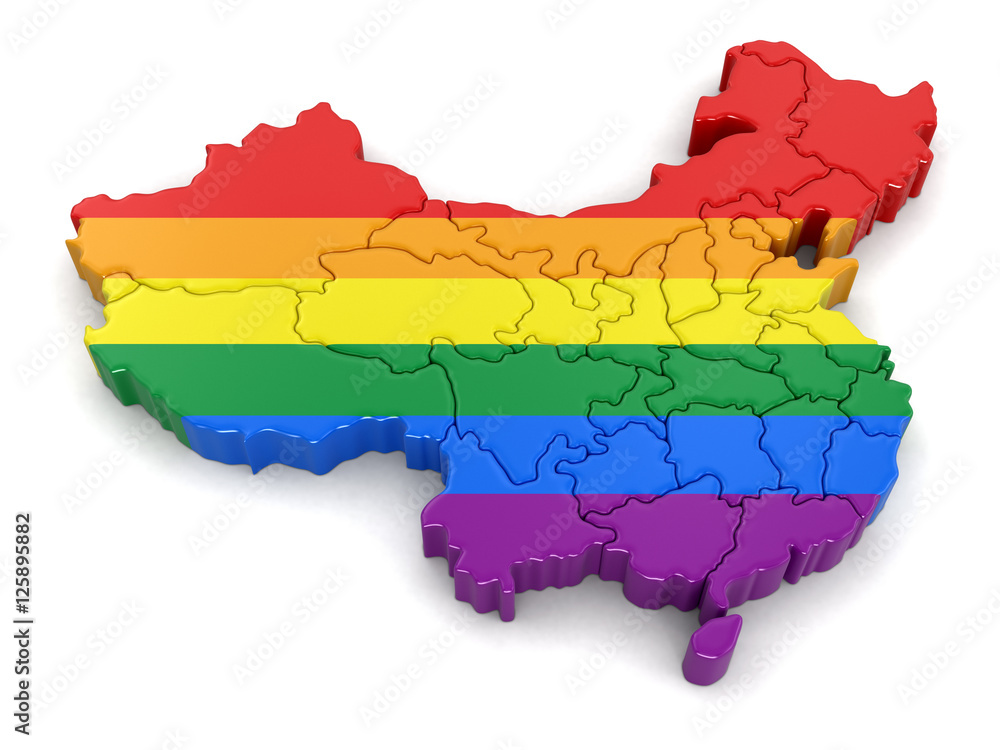 Map of China with LGBT flag. Image with clipping path. Stock Photo ...
