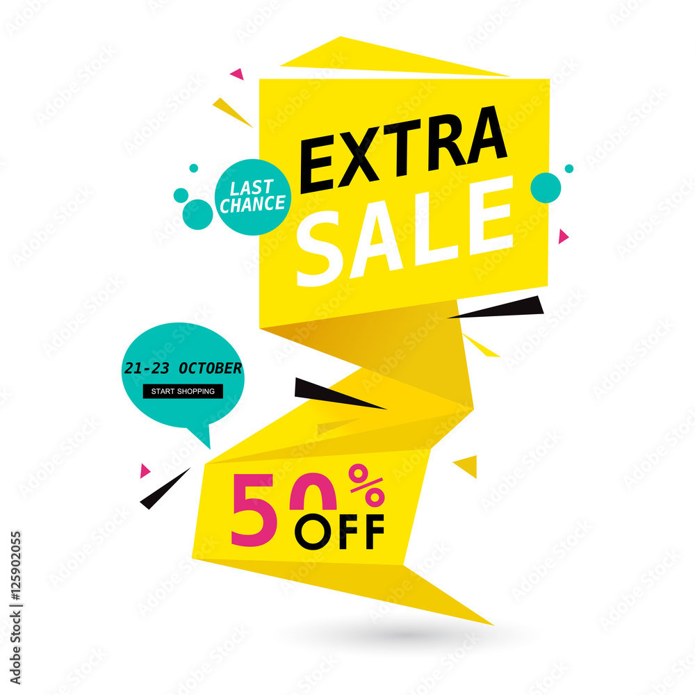 Extra sale website banner design. Sale tag. Clearance, special offer ...