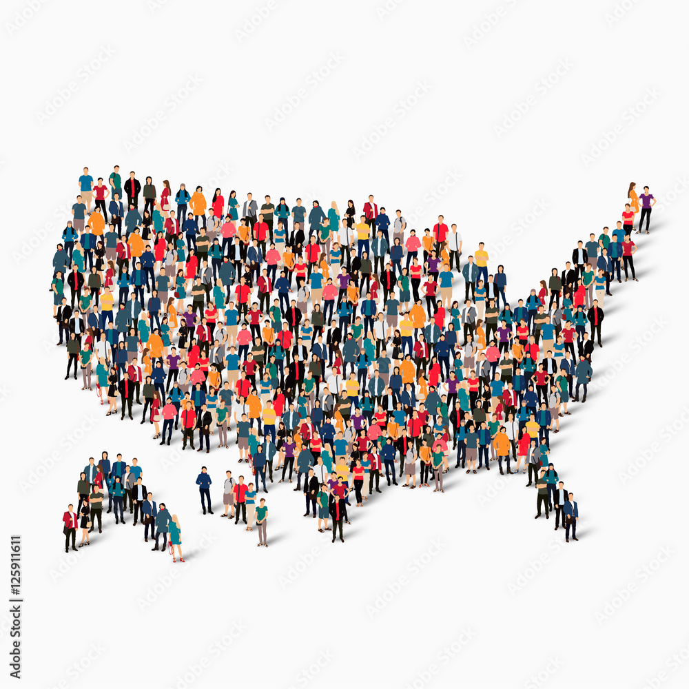 Poster people map country America USA vector – Wall Art | UkPosters