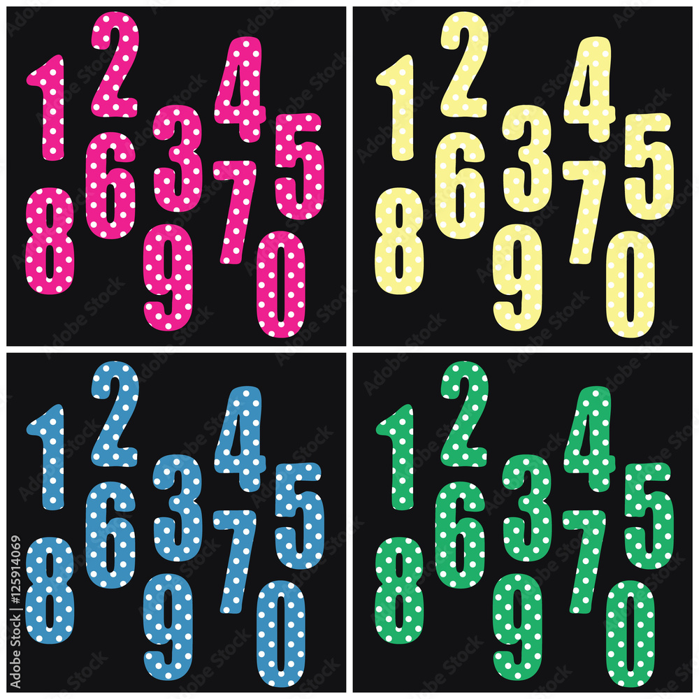 Polka Dot Numbers Alphabet set.Polka Dot Patterns Numbers,Calligraphy ...
