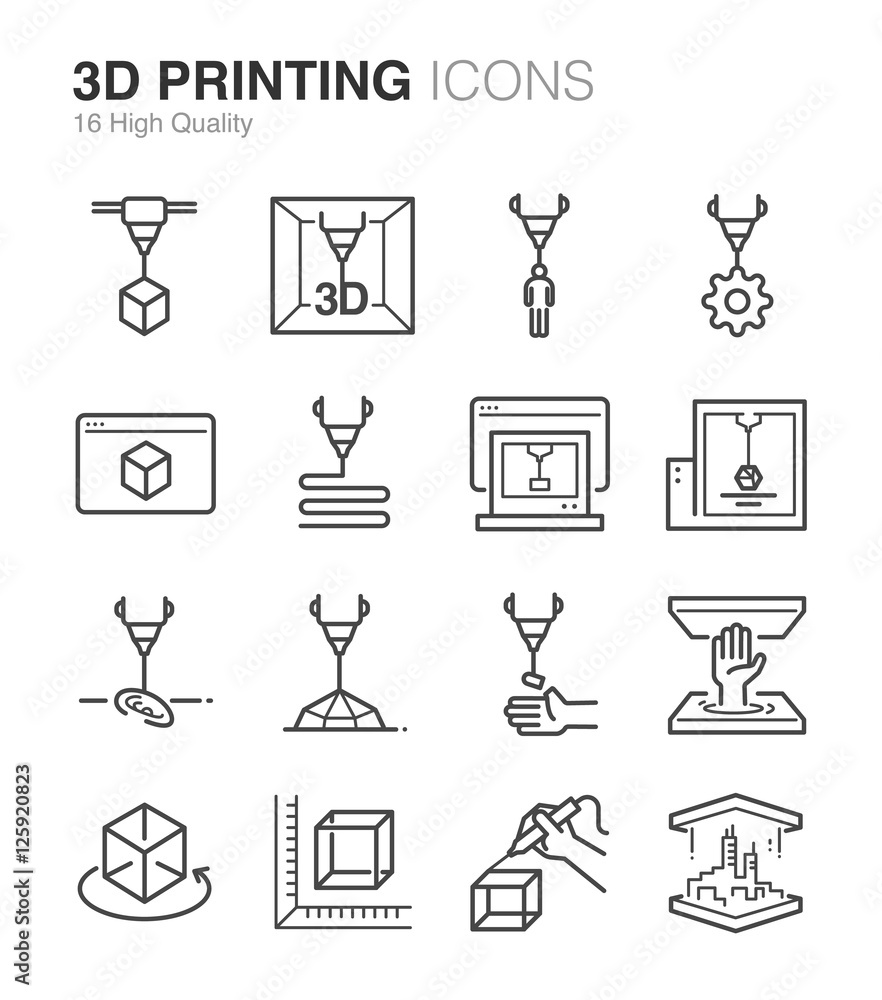 3D Printing icons Stock Vector | Adobe Stock