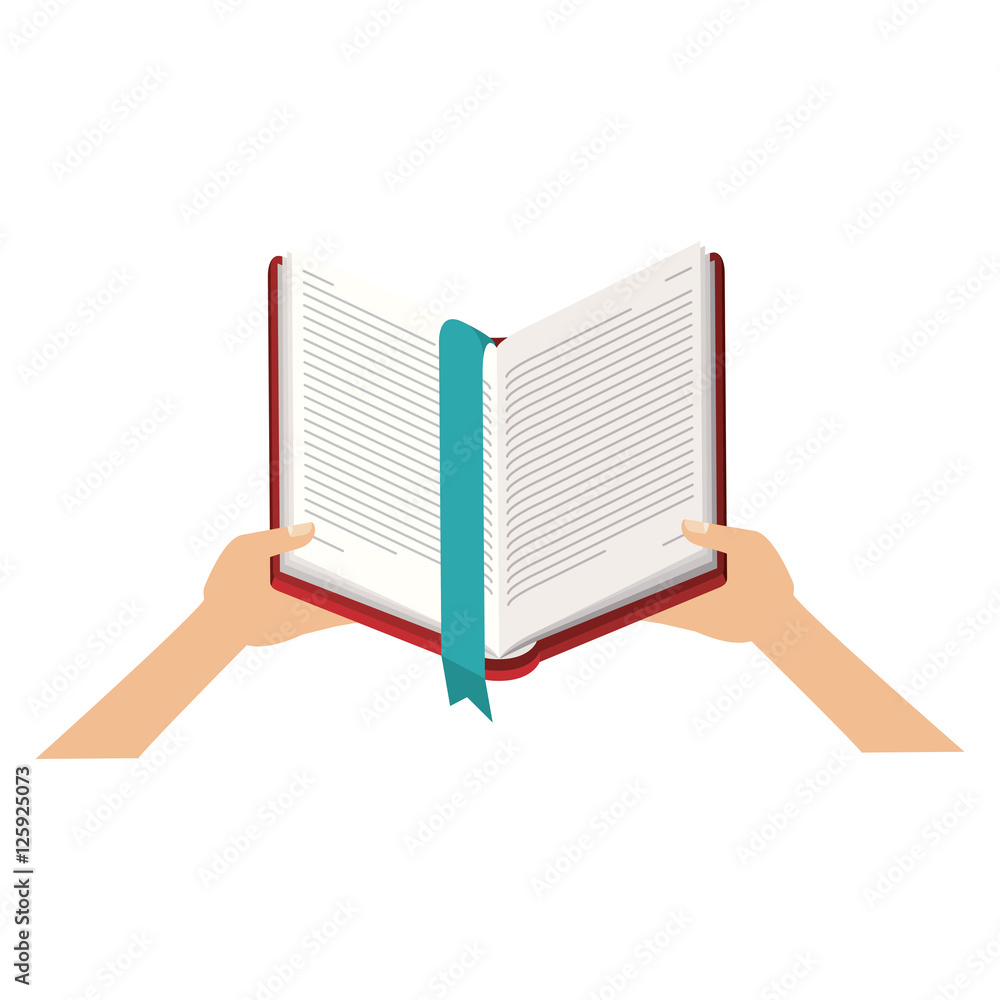 Book and hands icon. Education literature read and library theme ...
