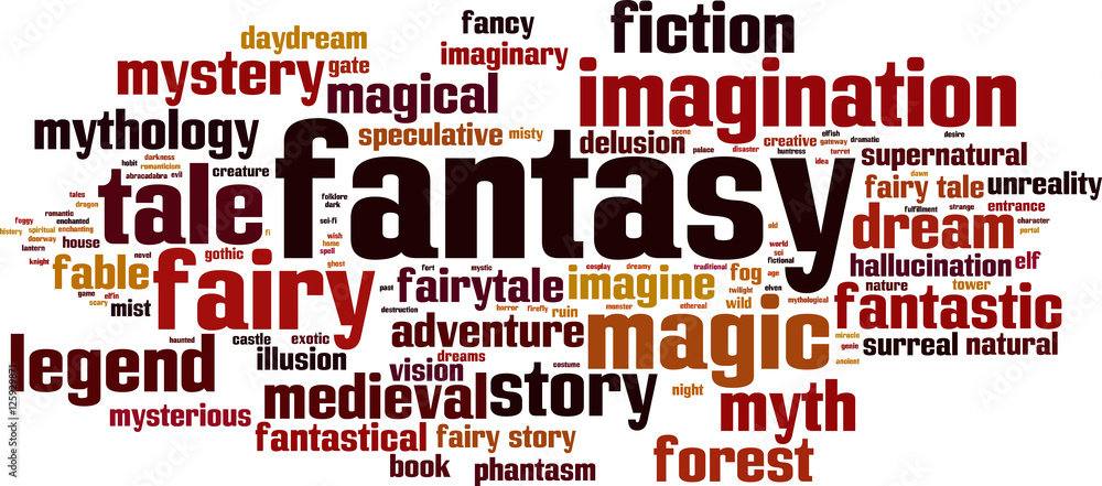 Fantasy word cloud concept. Vector illustration Stock Vector | Adobe Stock