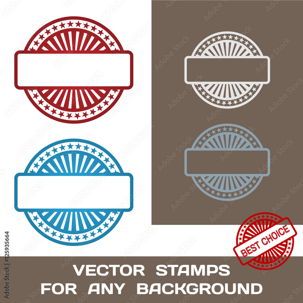 Blank Rubber Stamp Set. Template. For Any Background. Vector Ill Stock ...
