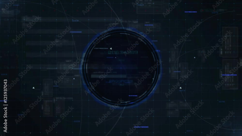 Blue futuristic interface - HUD loop background. Technology loop background with ui elements ...