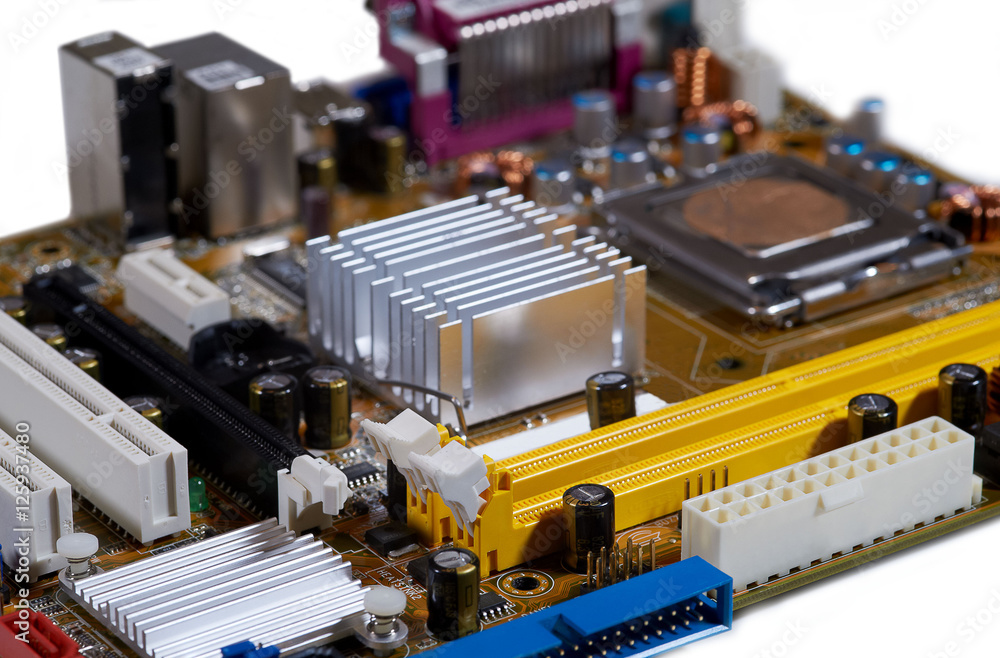 Circuit board of computer components Stock Photo | Adobe Stock