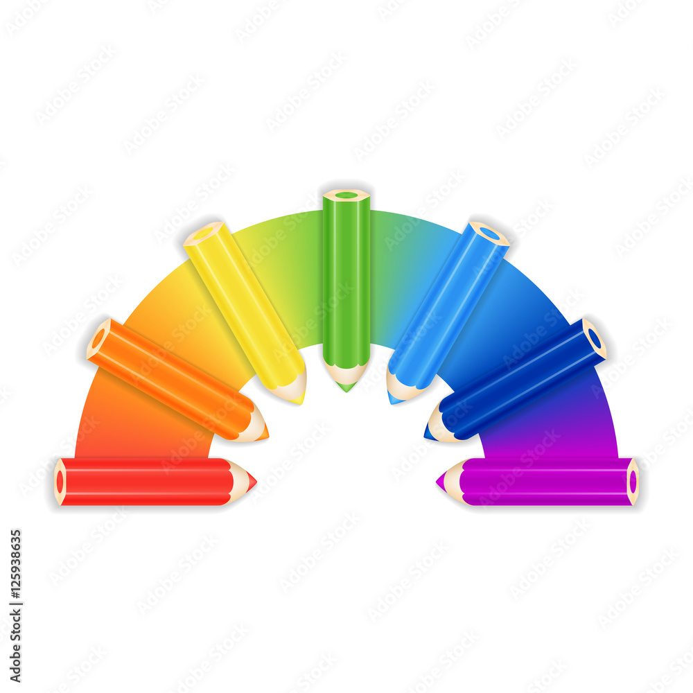 Pencil Rainbow Background, Card Or Cover Template. Vector Illust Stock ...