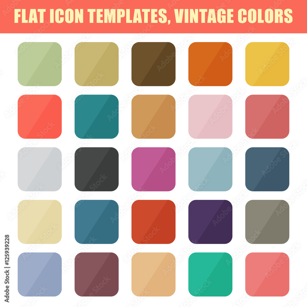 Set Of Flat App Icon Templates, Backgrounds. Vintage Palette. Ve Stock ...