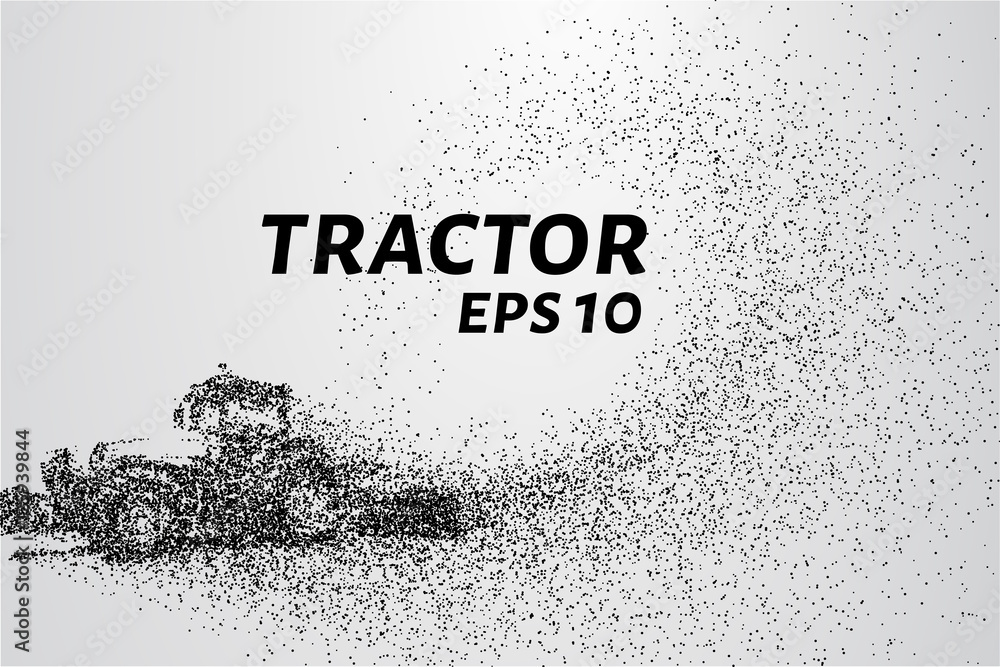 Tractor particles. The tractor breaks down into small circles and dots ...