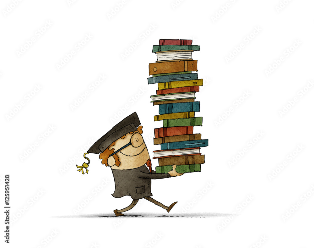 carrying a stack of books Stock Illustration | Adobe Stock