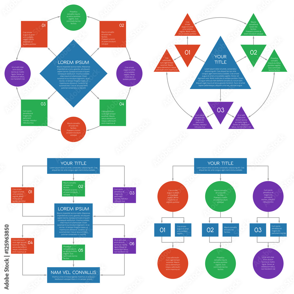 Hierarchy diagrams flowchart vector infographics set Stock Vector ...