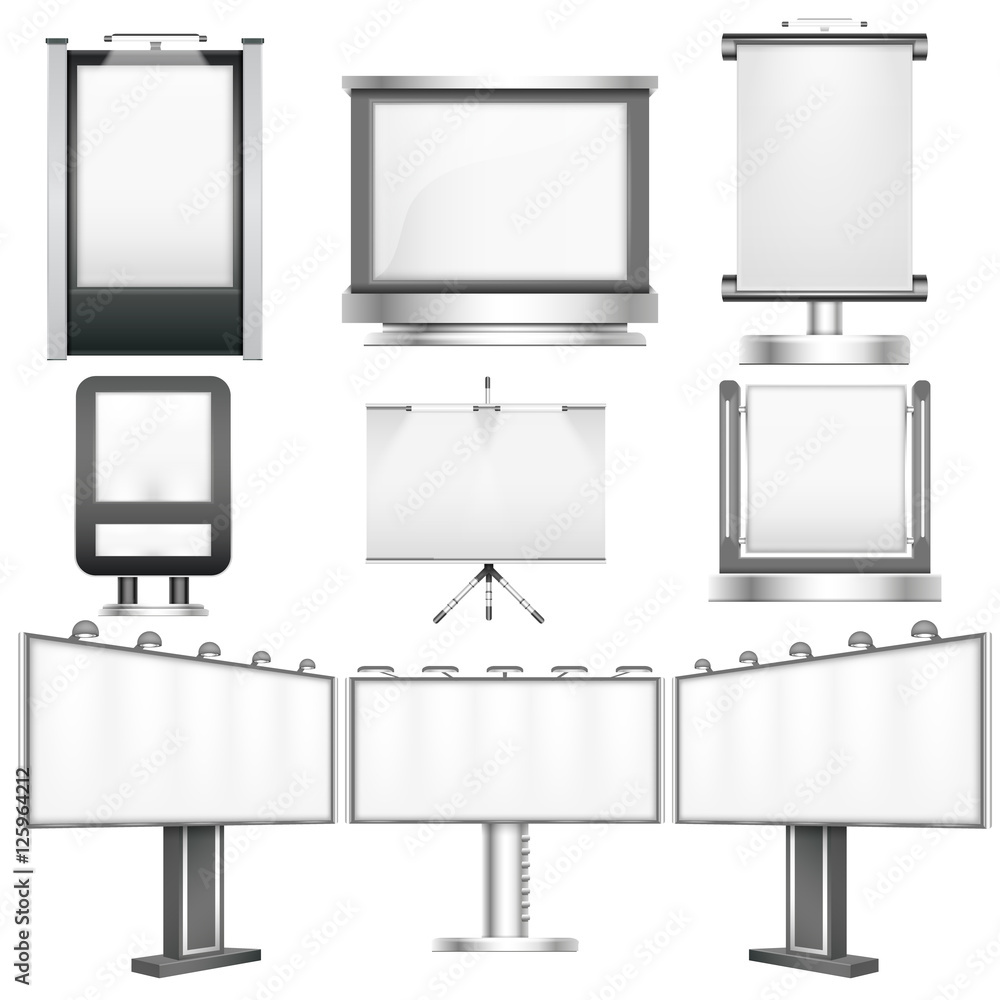 Blank 3d banner poster display screen billboard vector set Stock Vector ...