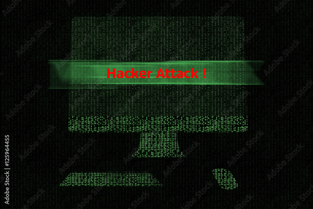 Computer is hacker attack, matrix computer with the green symbols ...