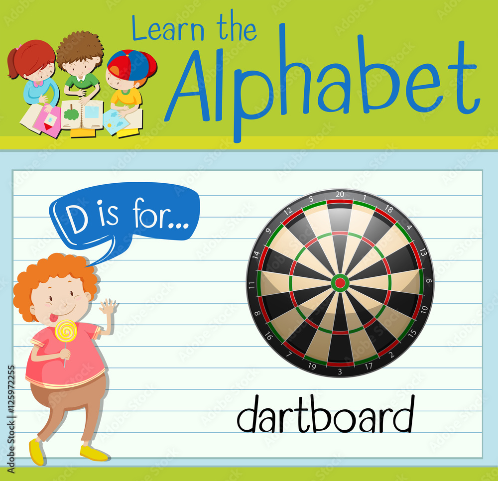 Flashcard alphabet D is for dartboard Stock Vector | Adobe Stock Flashcard alphabet D is for dartboard Stock Vector | Adobe Stock