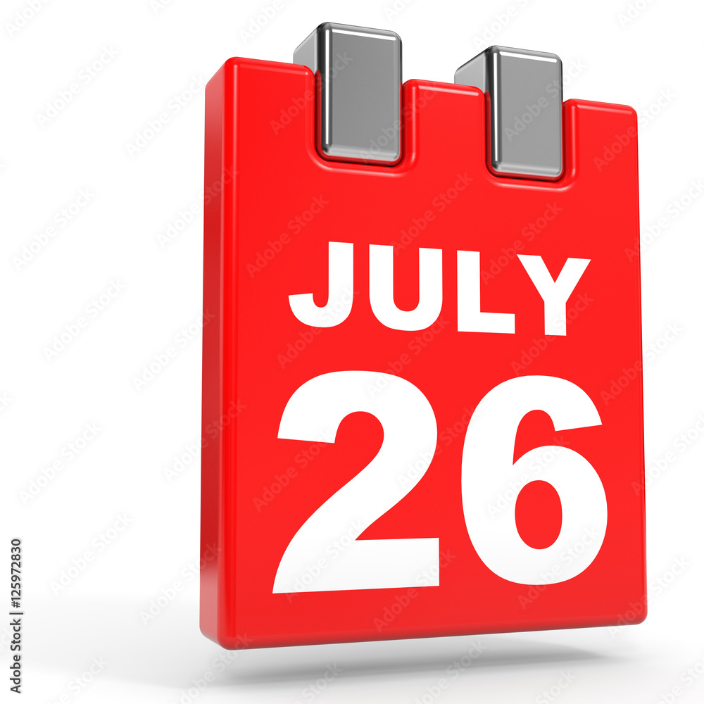 July 26. Calendar on white background. Stock Illustration | Adobe Stock