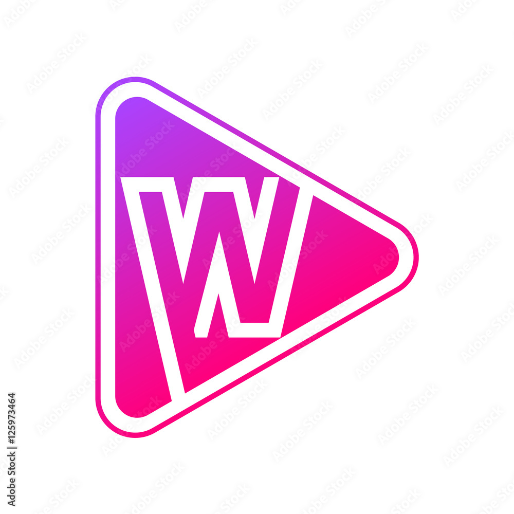 Letter W rounded triangle shape colorful,Multimedia and Play logo ...