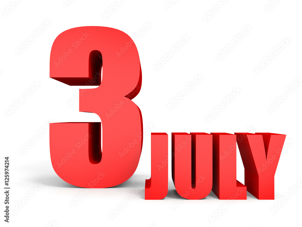 July 3. Text on white background. Stock Illustration | Adobe Stock
