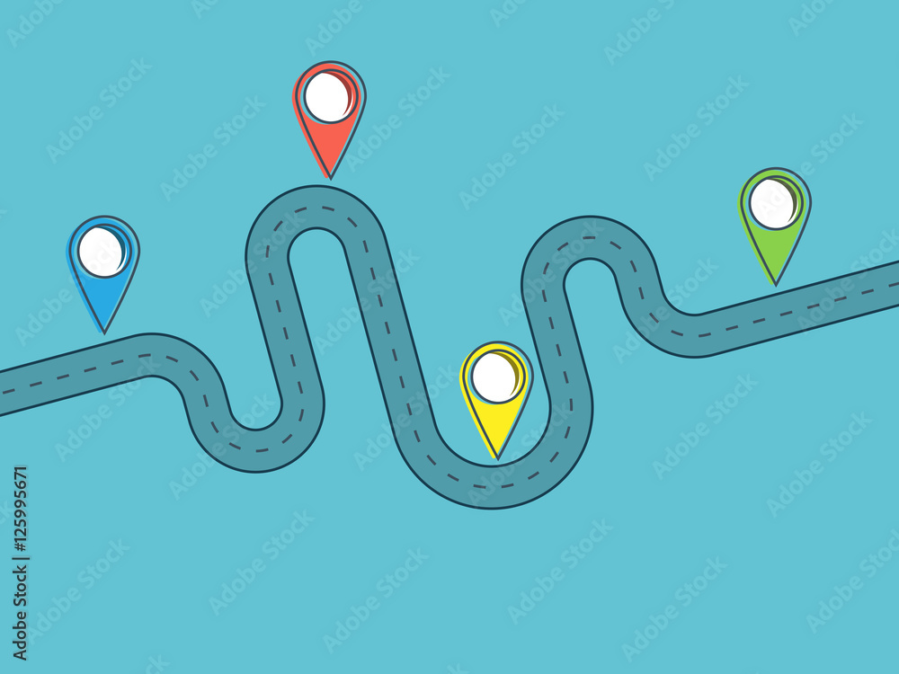 Road trip and Journey route. Journey Infographic Flat Design Template ...