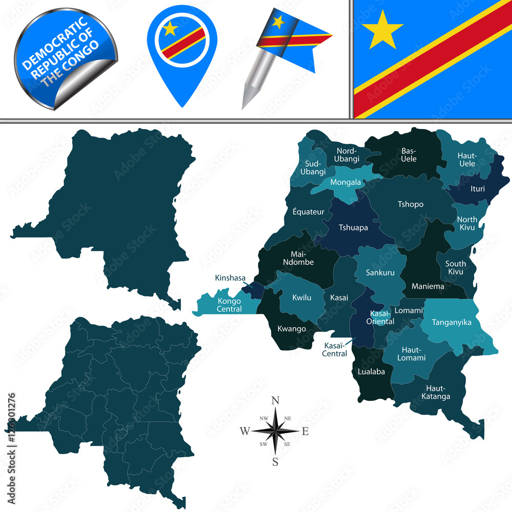 Map of Democratic Republic of the Congo Stock Vector | Adobe Stock