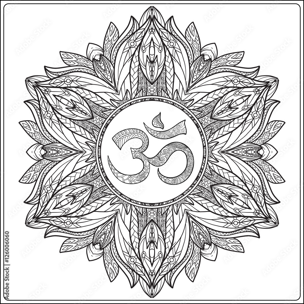Vector Beautiful Deco Mandala with OM sign, Patterned Design Ele Stock ...