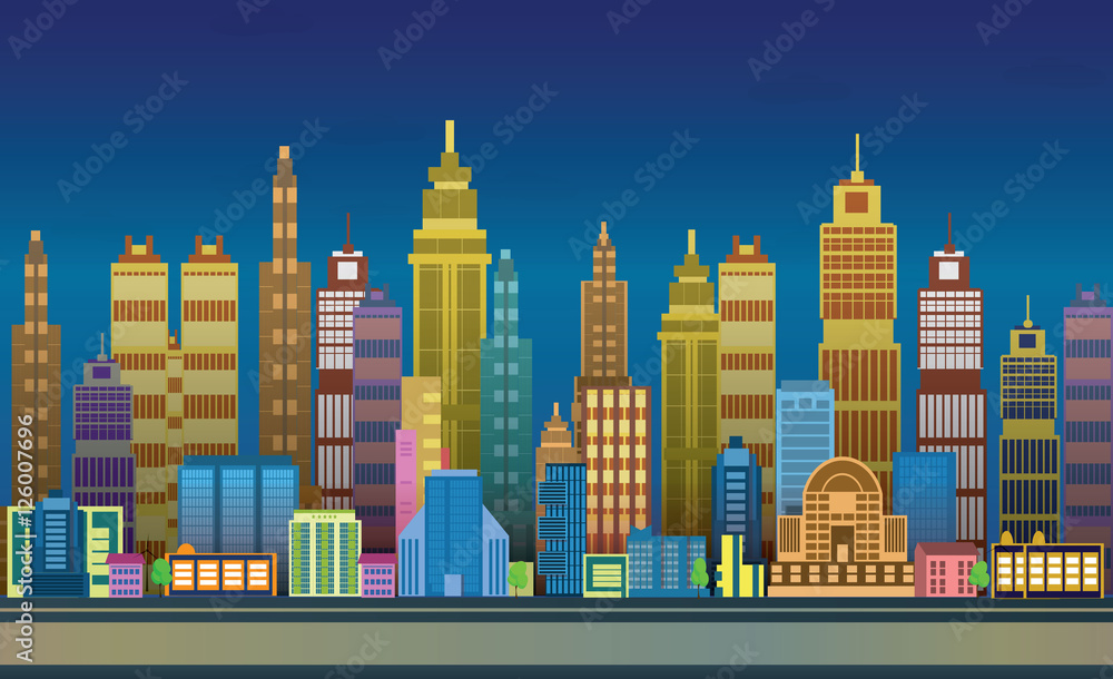 Night City Game Backgrounds with ,2d game application. Vector ...