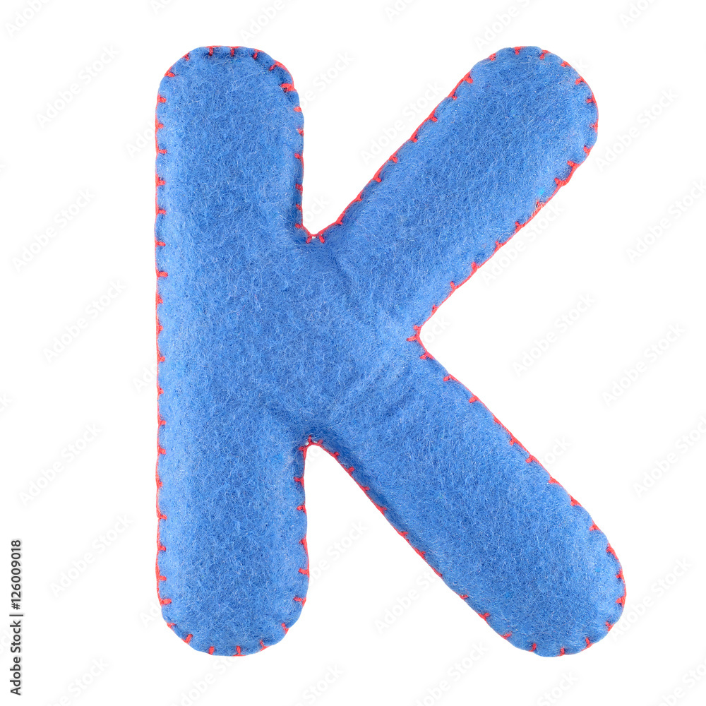 K- letter from blue felt. Collection of colorful handmade English ...