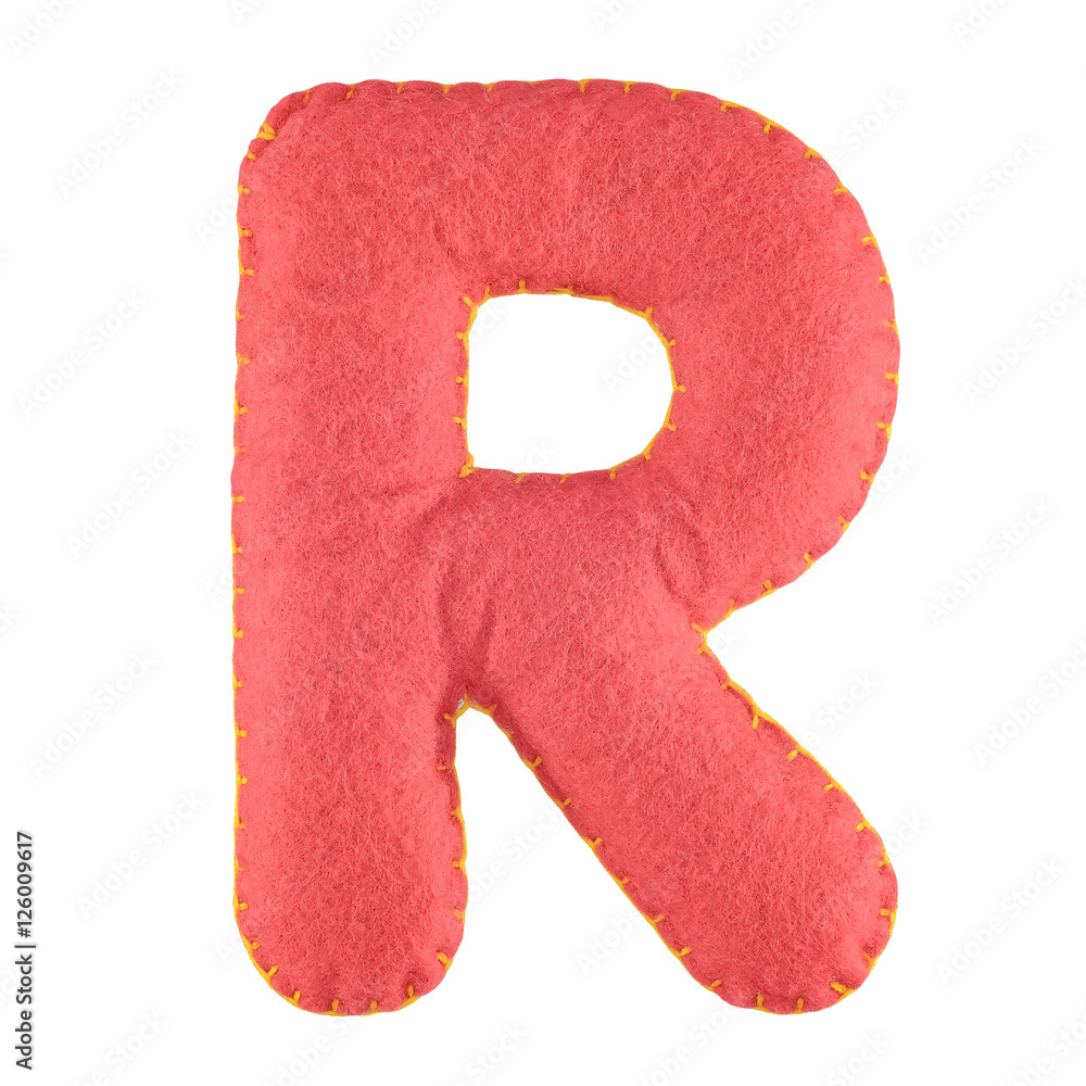 R- letter from red felt. Collection of colorful handmade English ...