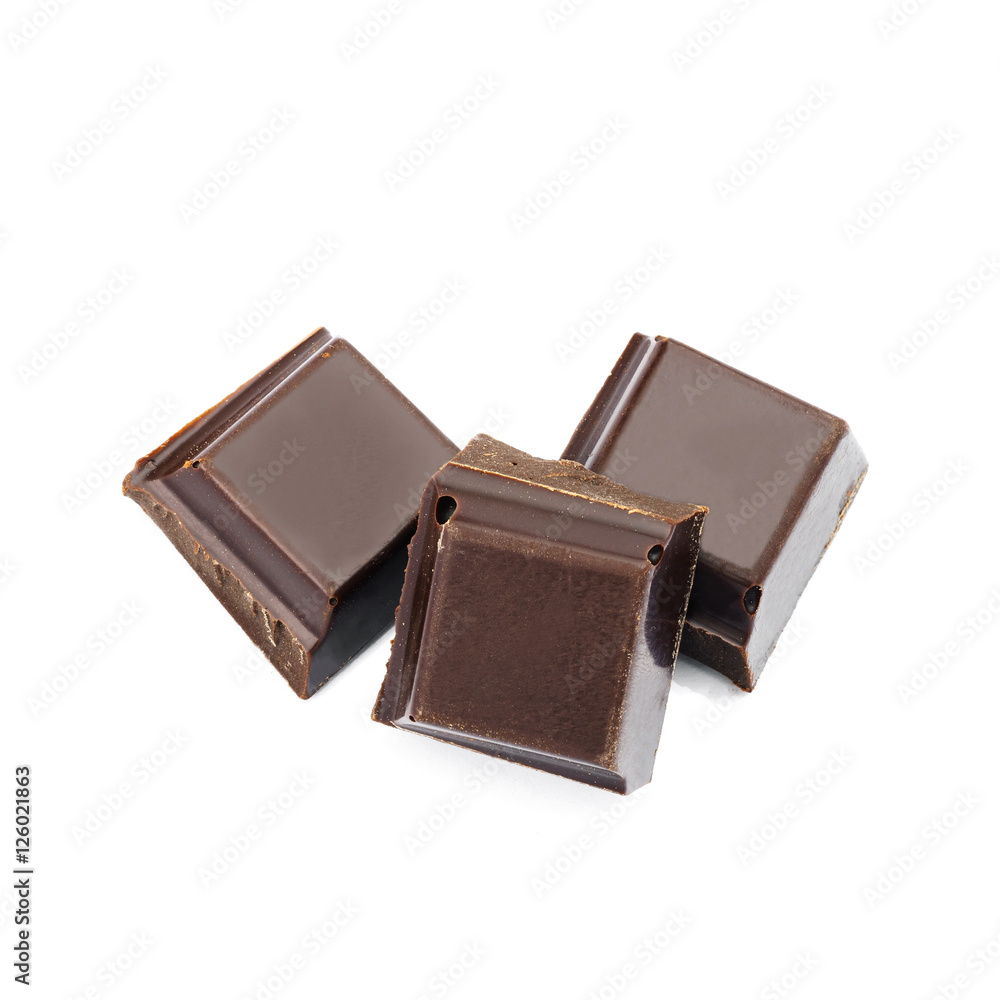 Dark chocolate cubes isolated on white background. Stock Photo | Adobe ...