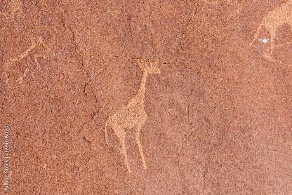The famous prehistoric rock engravings at Twyfelfontein, tourist ...